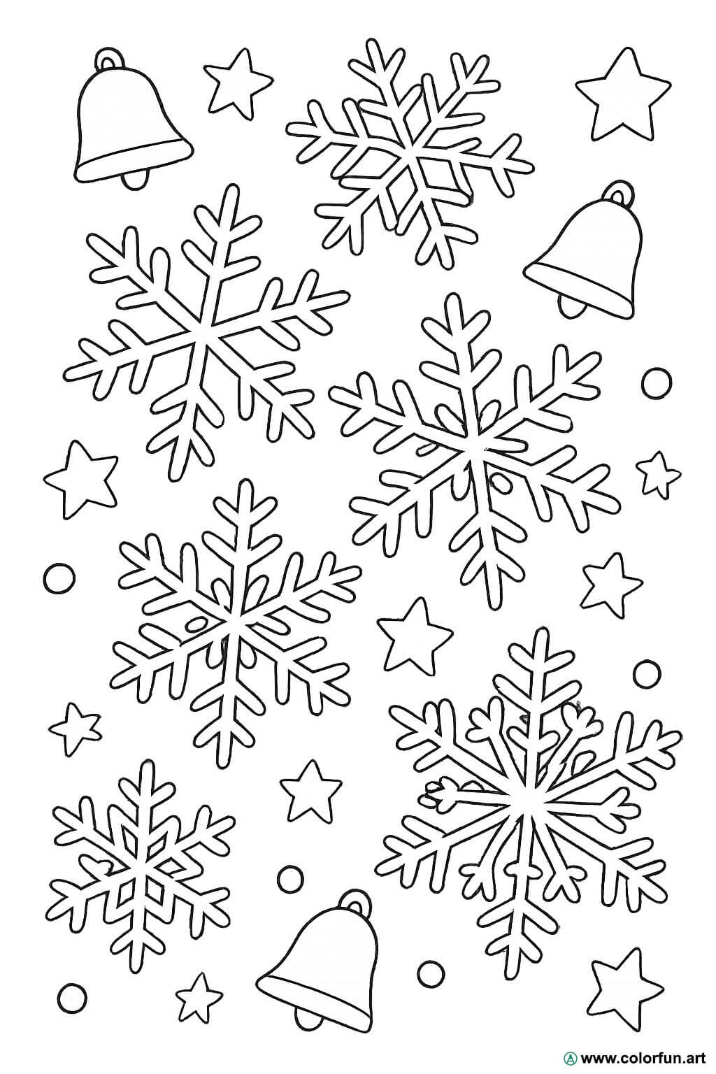 Dibujo para colorear fácil de copos de nieve para Navidad Descargar o ...