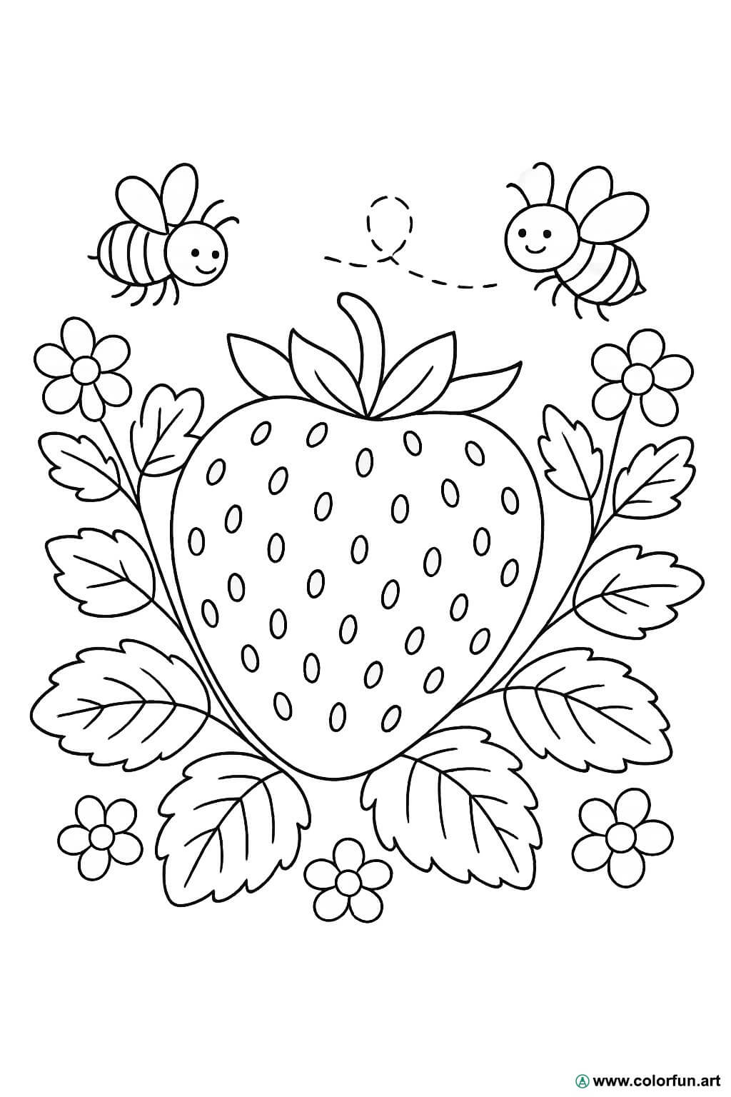 Strawberry coloring page (fruit) Download or Print for free