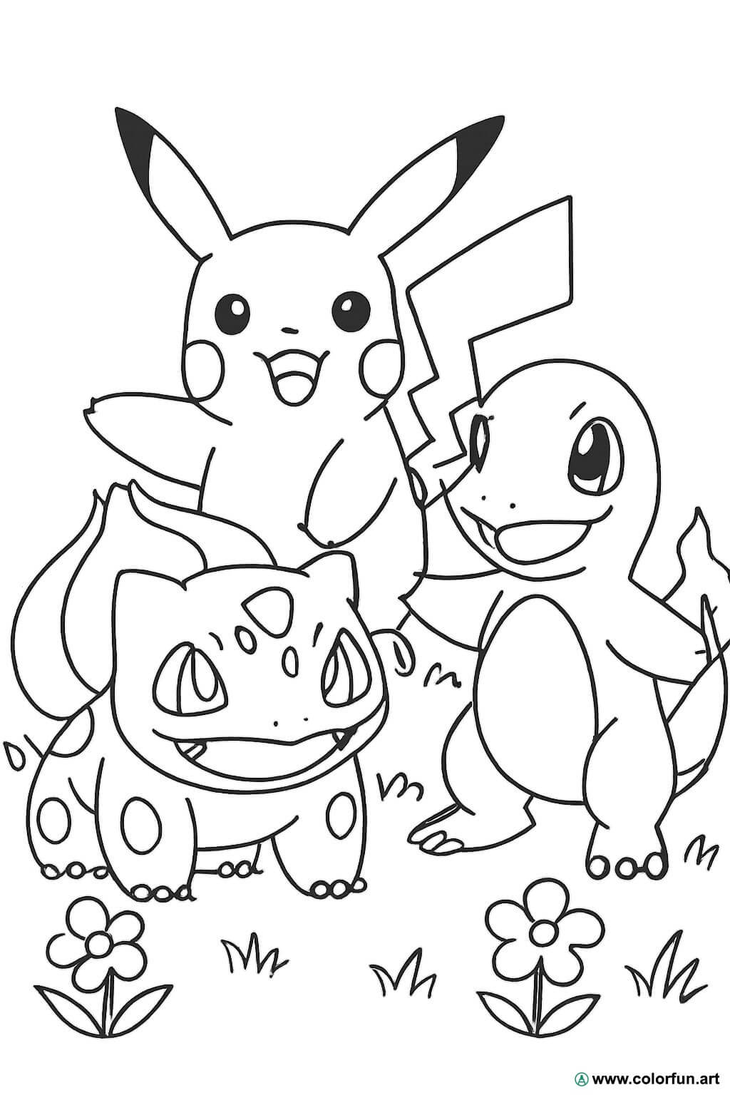 Group Pokémon coloring page Download or Print for free