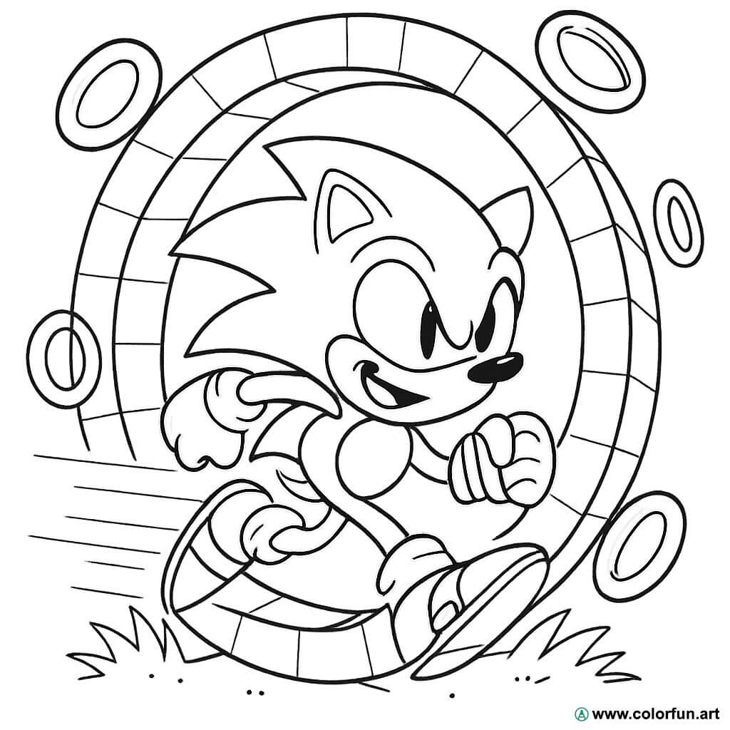Sonic coloring page in action Download or Print for free