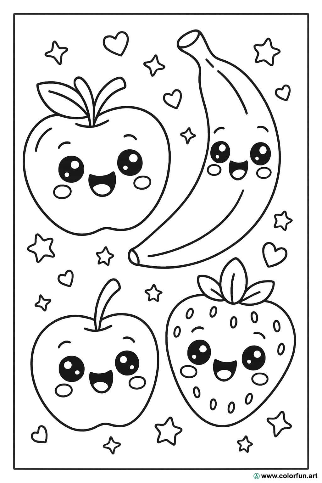 Kawaii fruit coloring page Download or Print for free
