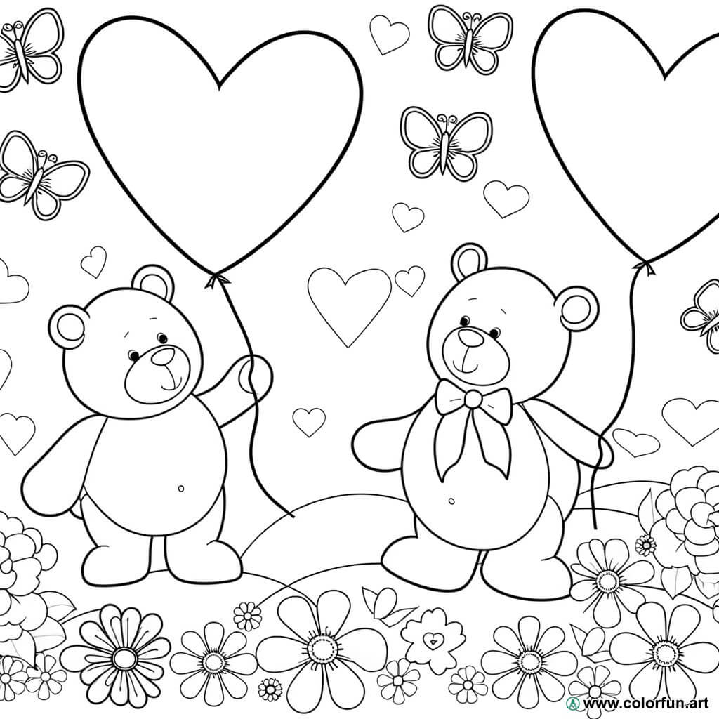 Valentine's Day coloring page for kindergarten Download or Print for free