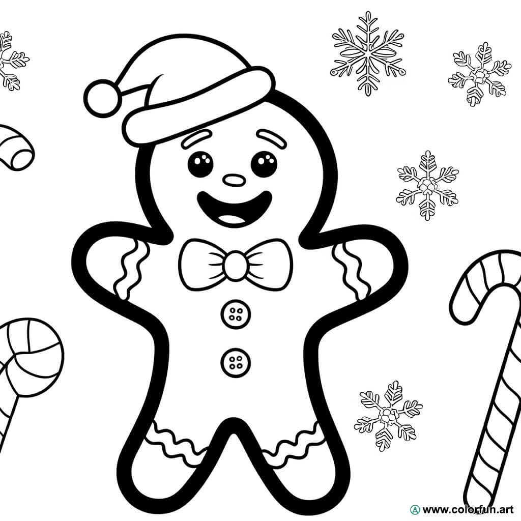 Christmas gingerbread man coloring page Download or Print for free