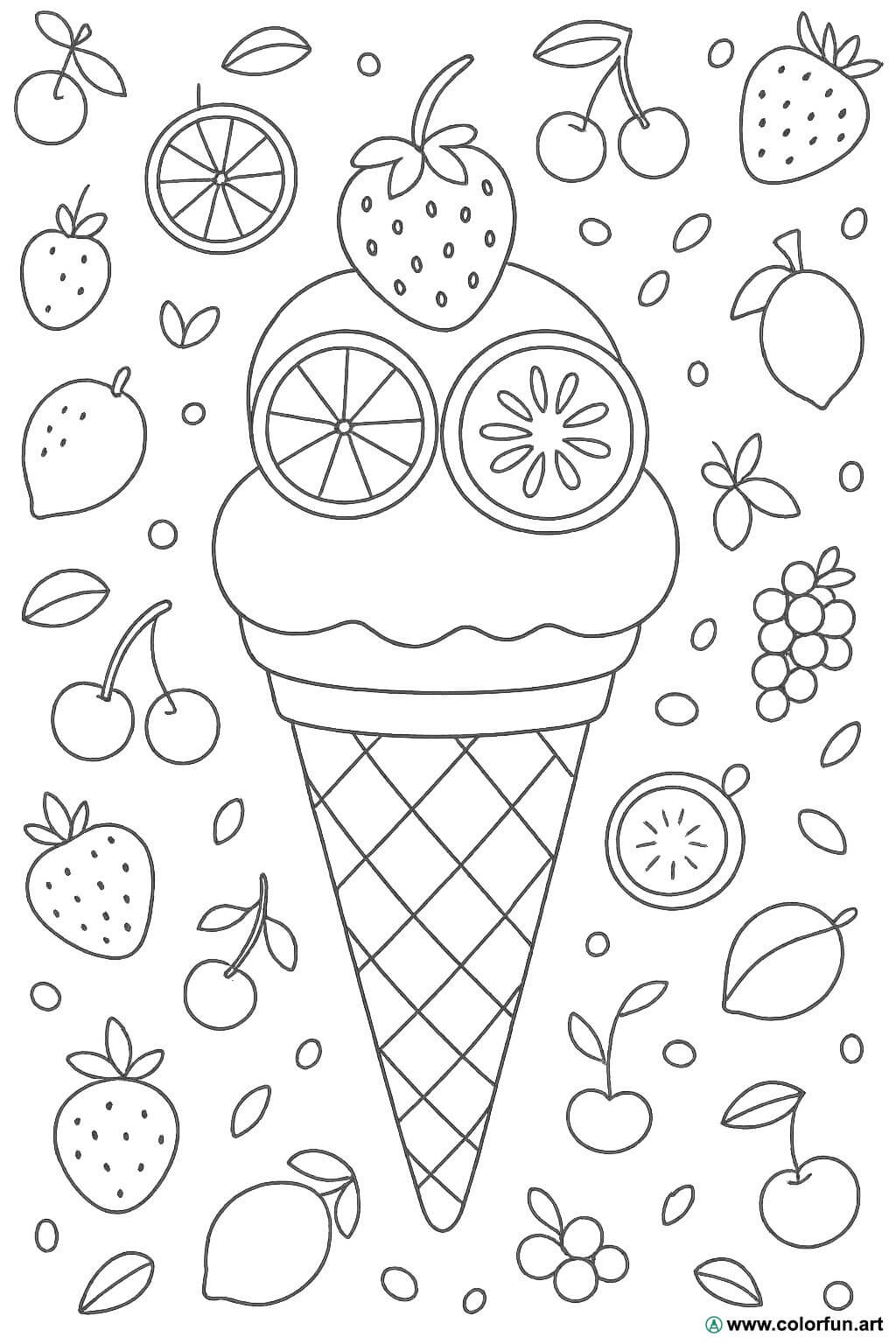 Dibujo para colorear de helado de frutas Descargar o Imprimir de forma ...