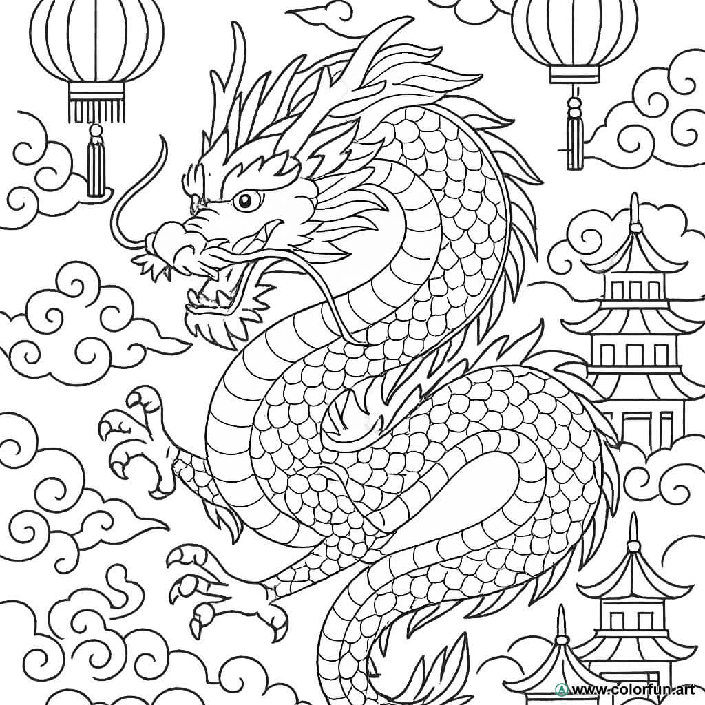 Chinese dragon coloring page Download or Print for free
