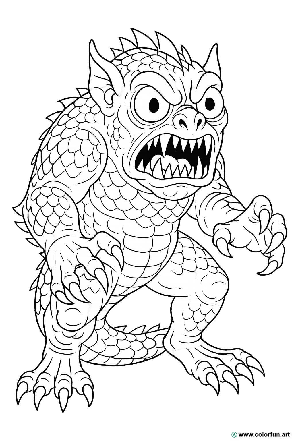 Coloriage d'un monstre effrayant à dessiner à Télécharger ou à Imprimer ...