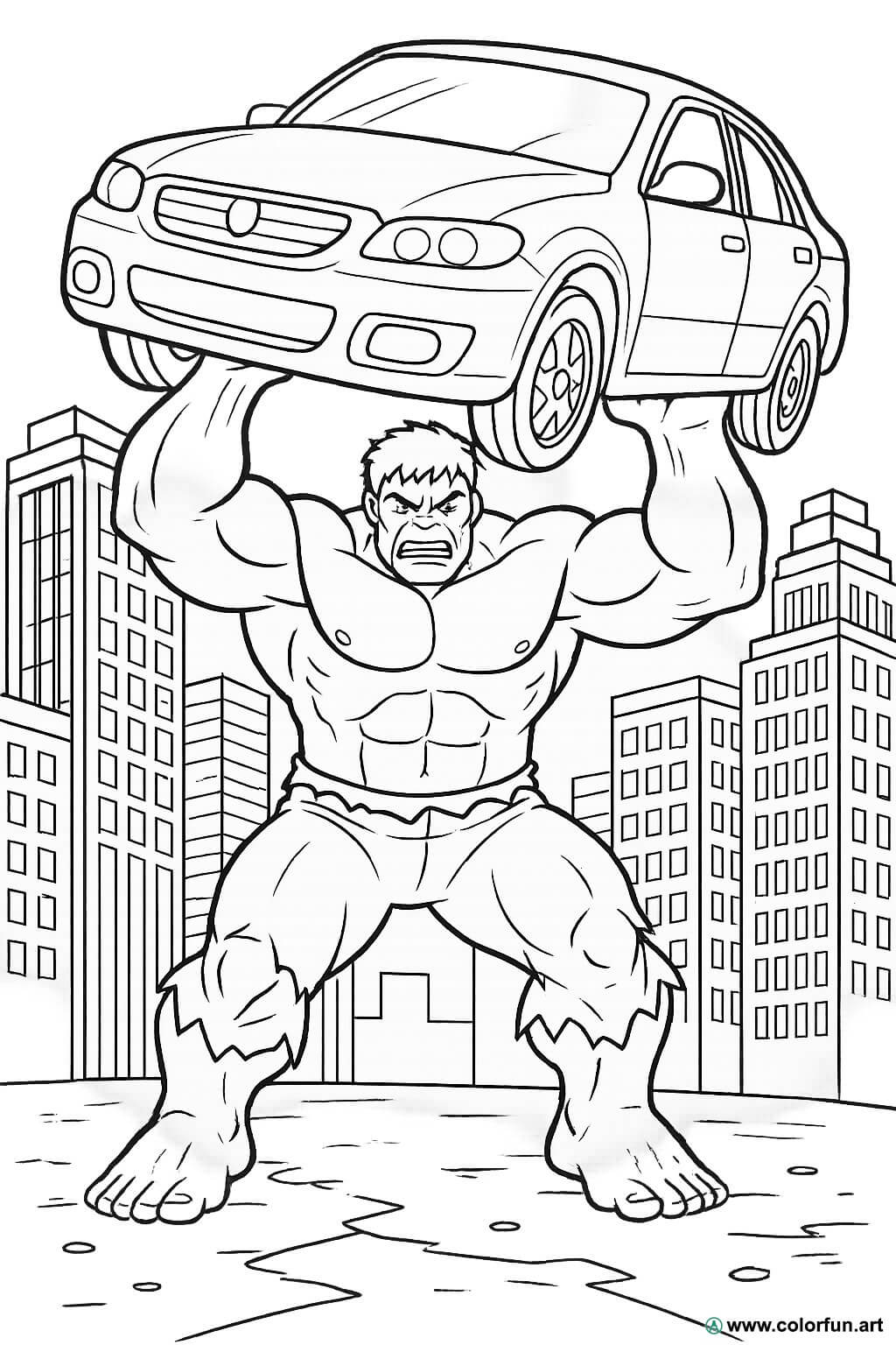 Hulk coloring page, superhero to color Download or Print for free