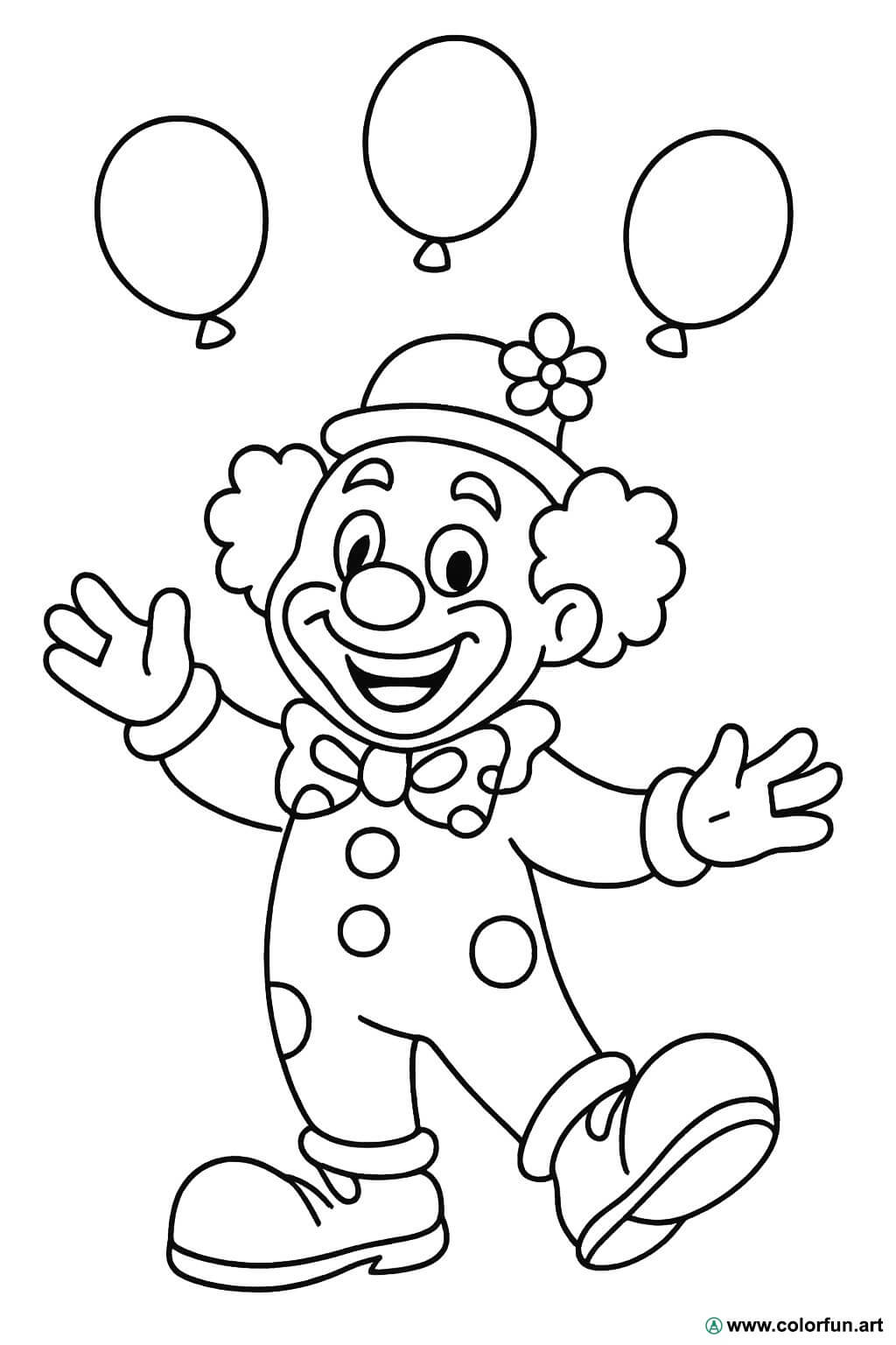 Coloriage d'un clown amusant à Télécharger ou à Imprimer gratuitement
