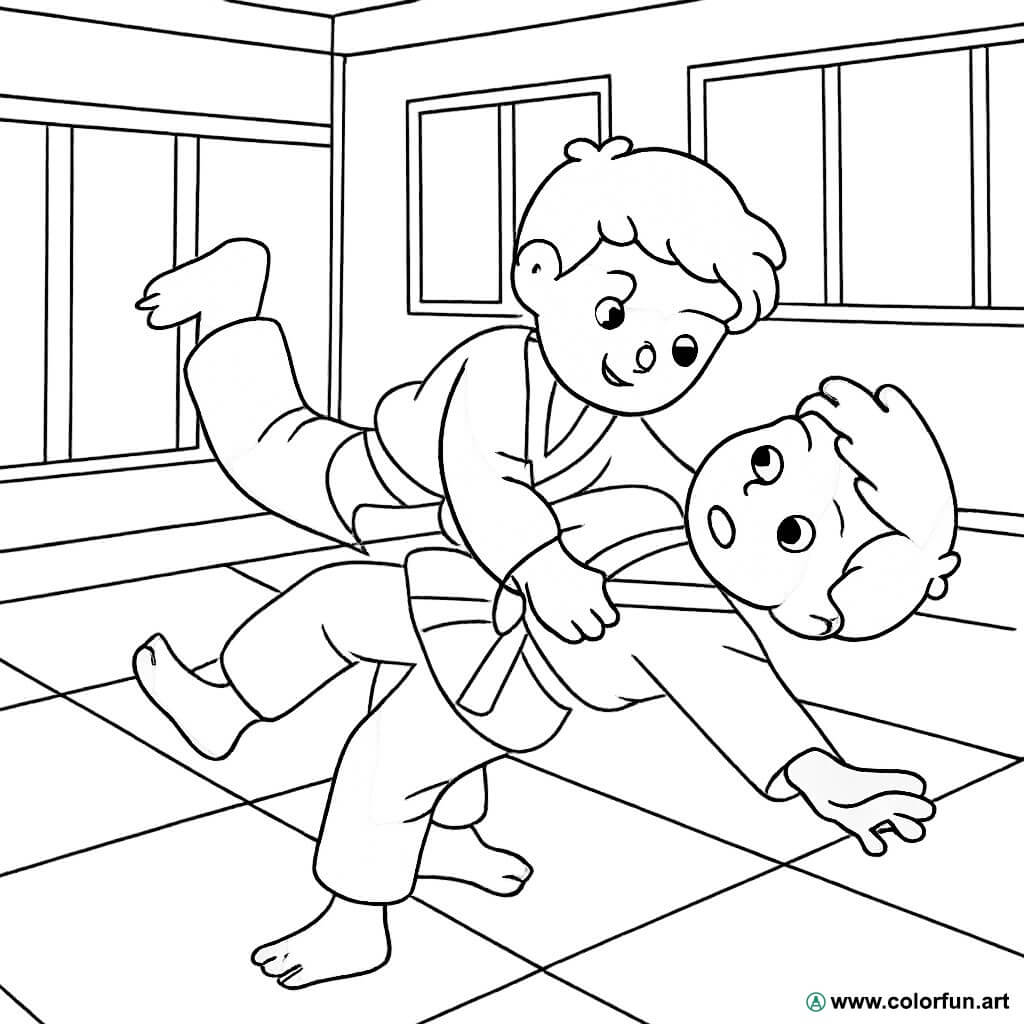 Judo coloring page for boys Download or Print for free