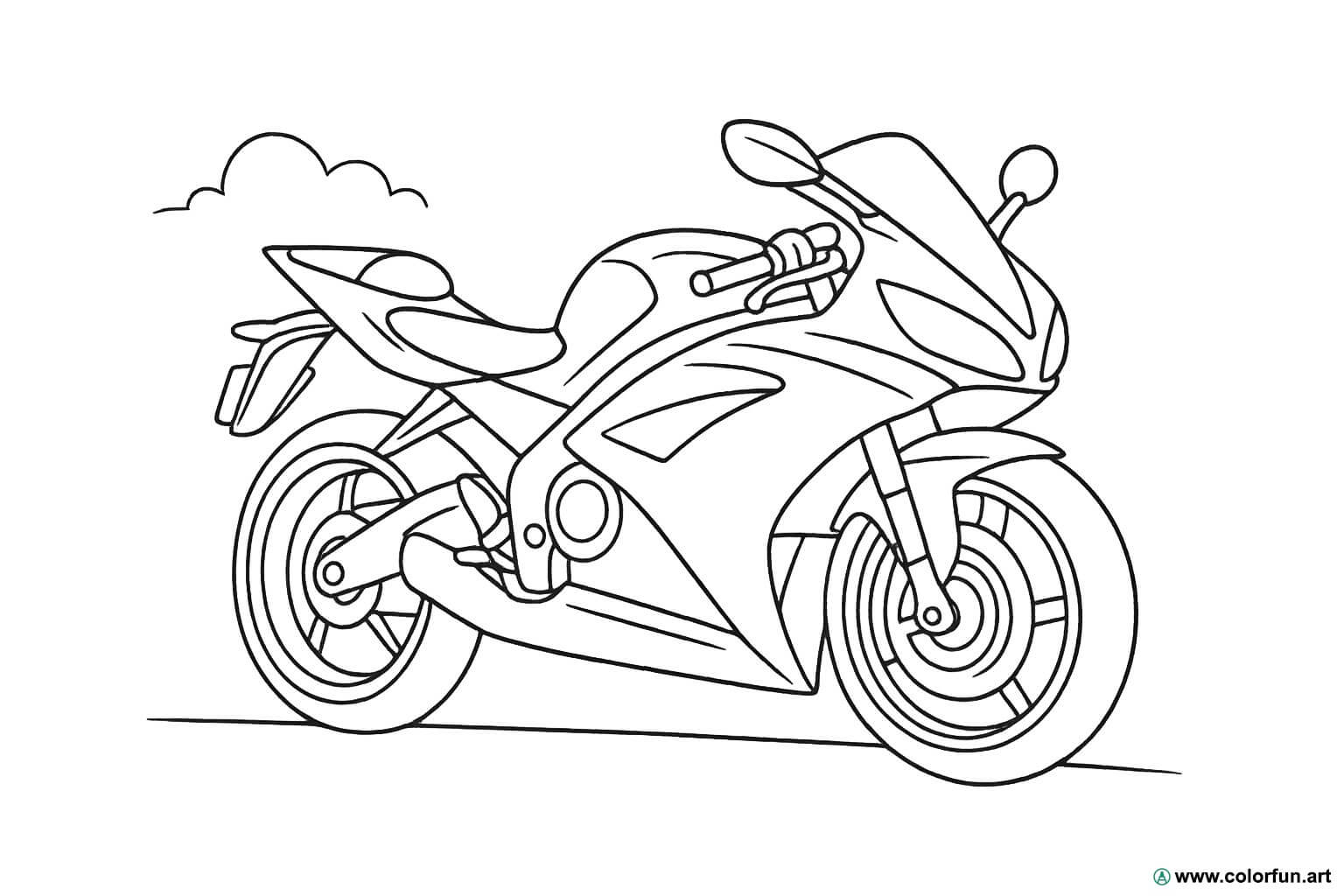 Sport motorcycle coloring page to print Download or Print for free