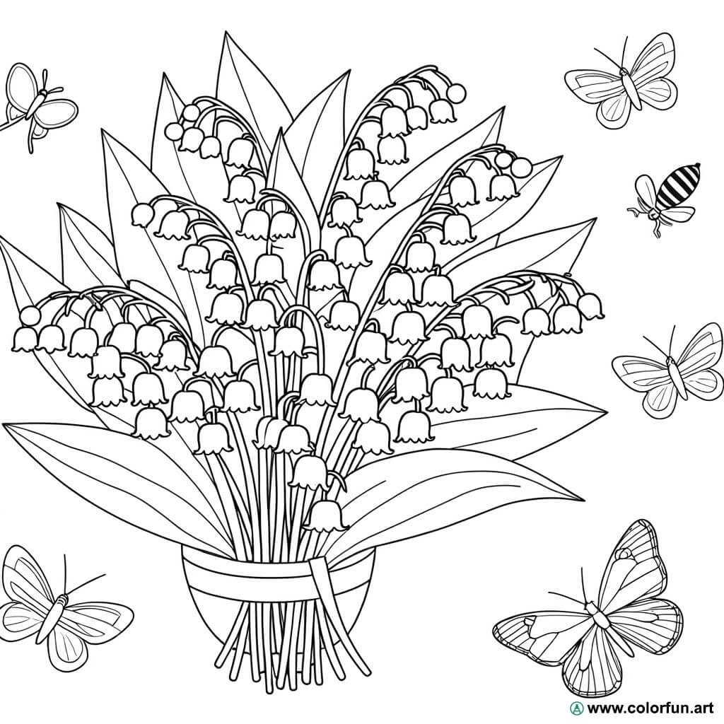 Coloriage de fleurs pour le 1er mai à Télécharger ou à Imprimer gratuitement