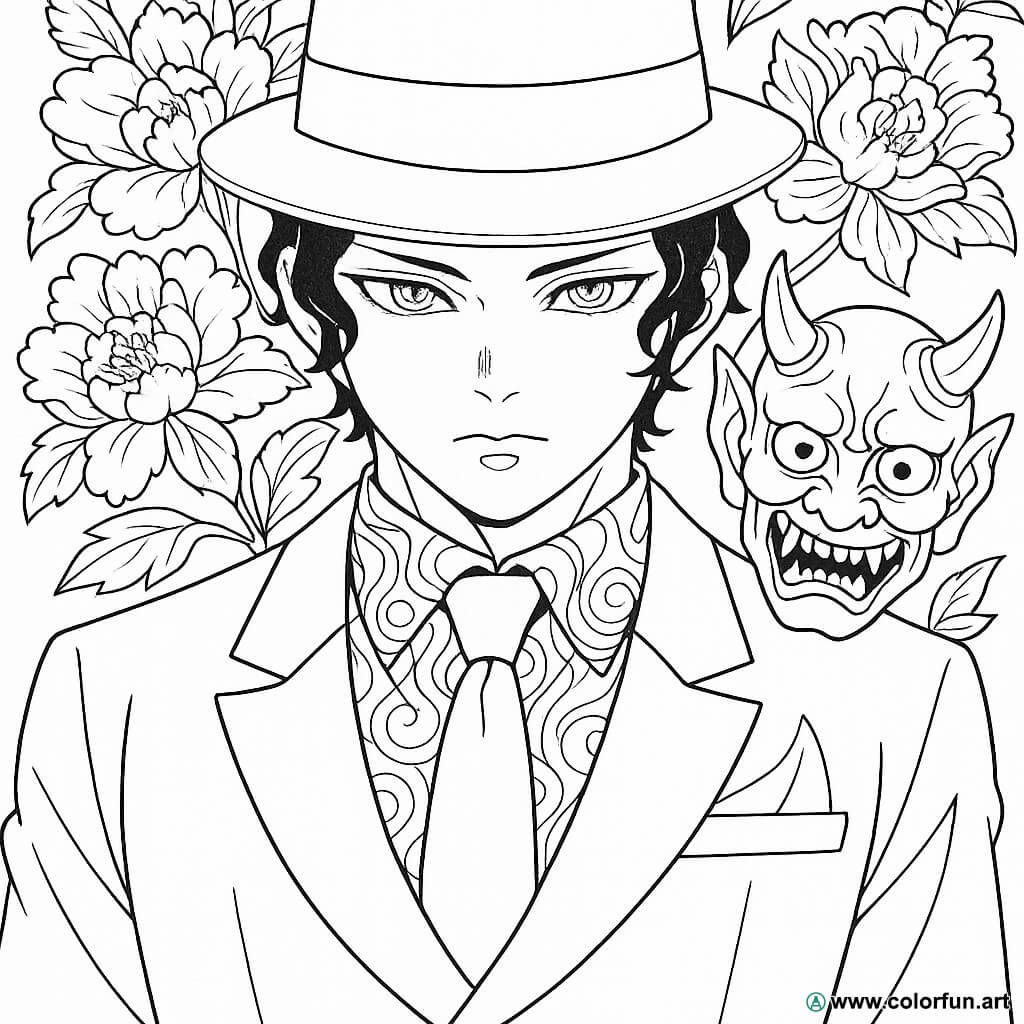 Dibujo para colorear de Muzan en Demon Slayer Descargar o Imprimir de ...