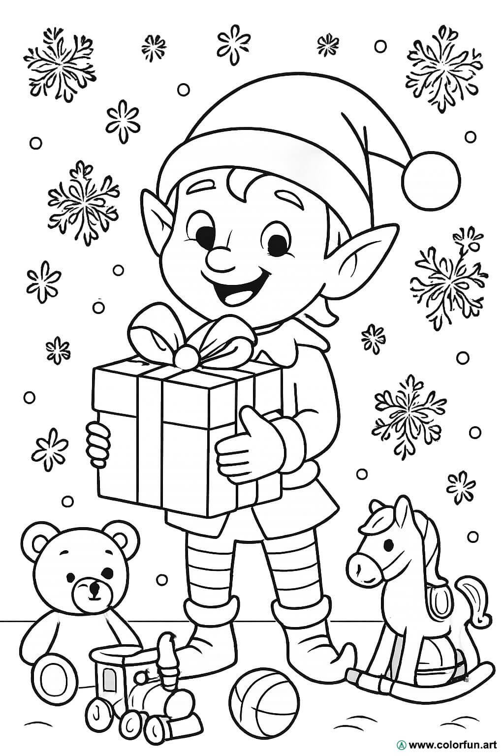 Dibujo para colorear de duende de Navidad para regalar Descargar o ...