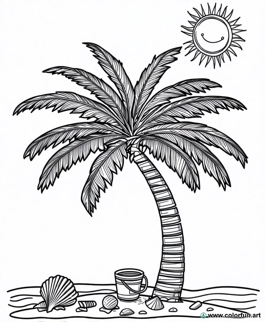 Dibujo para colorear de palmera para el verano Descargar o Imprimir de ...