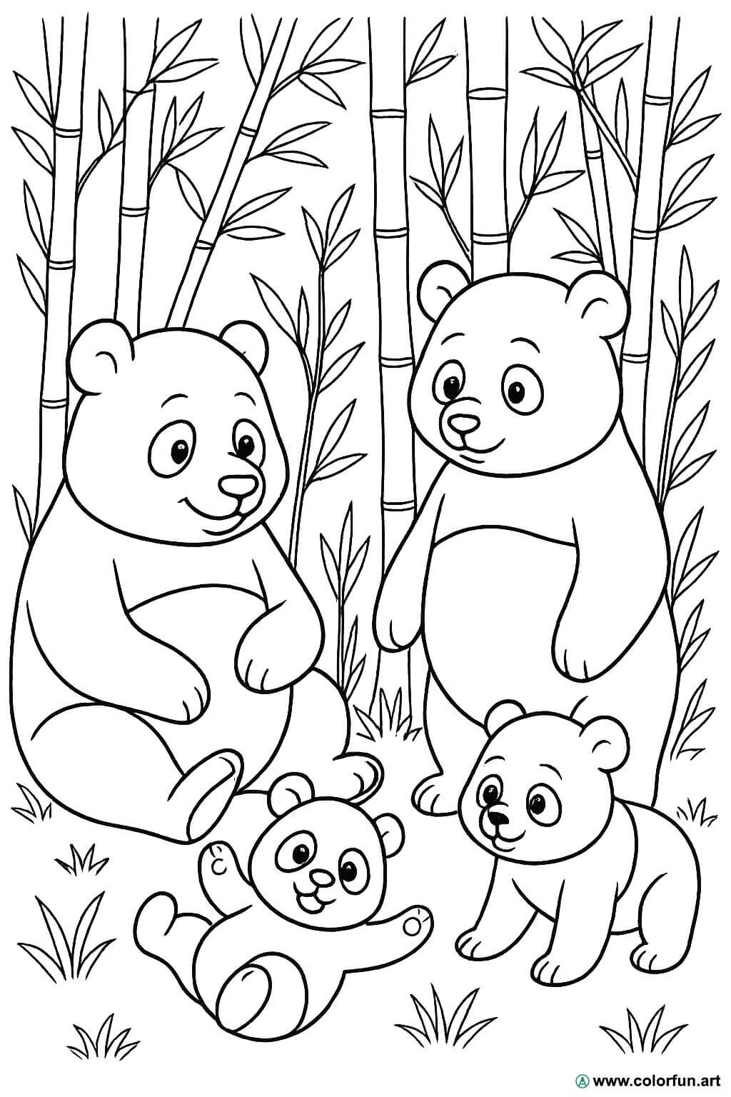 Panda family coloring page Download or Print for free
