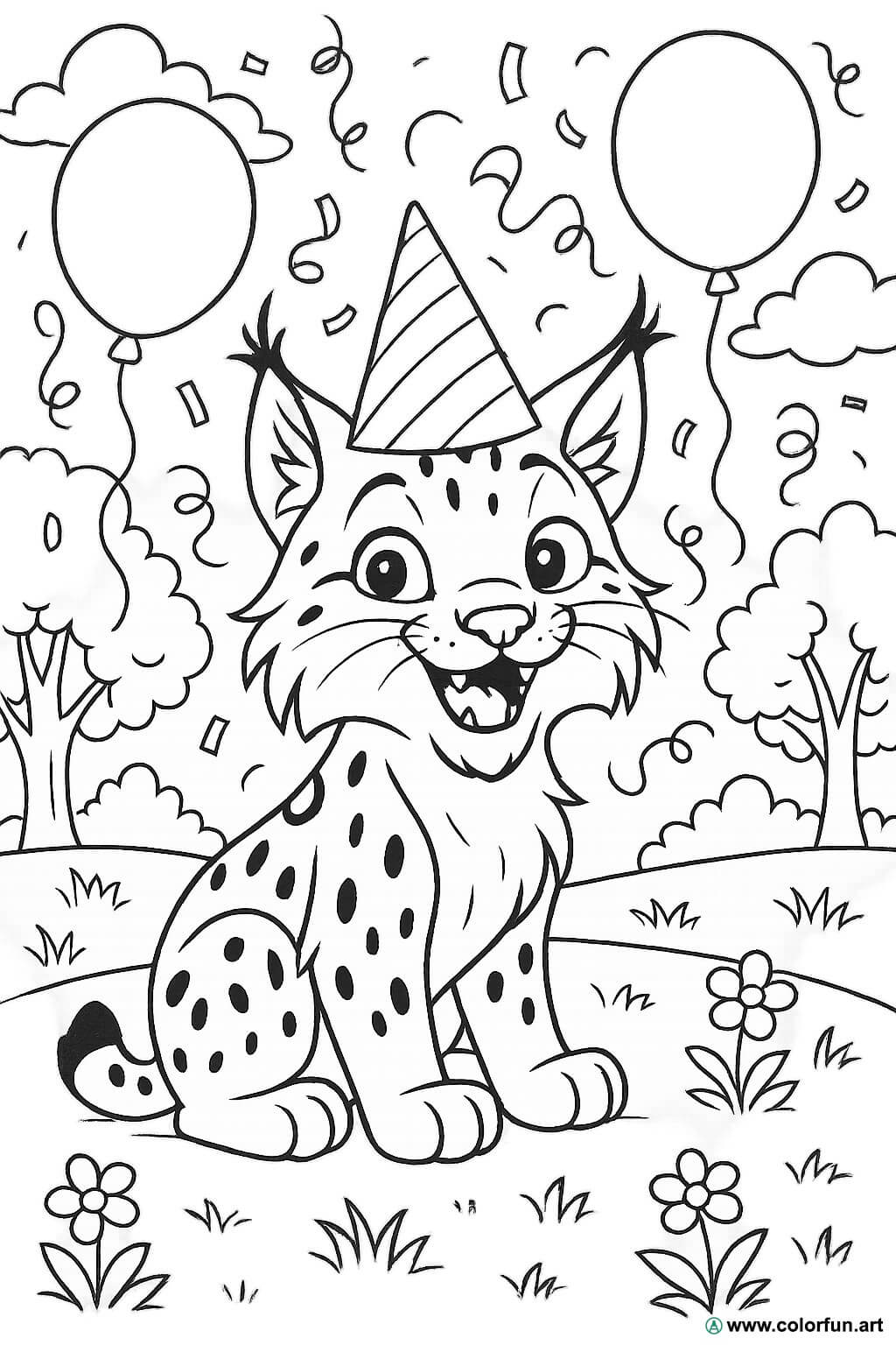 Fun lynx coloring page Download or Print for free