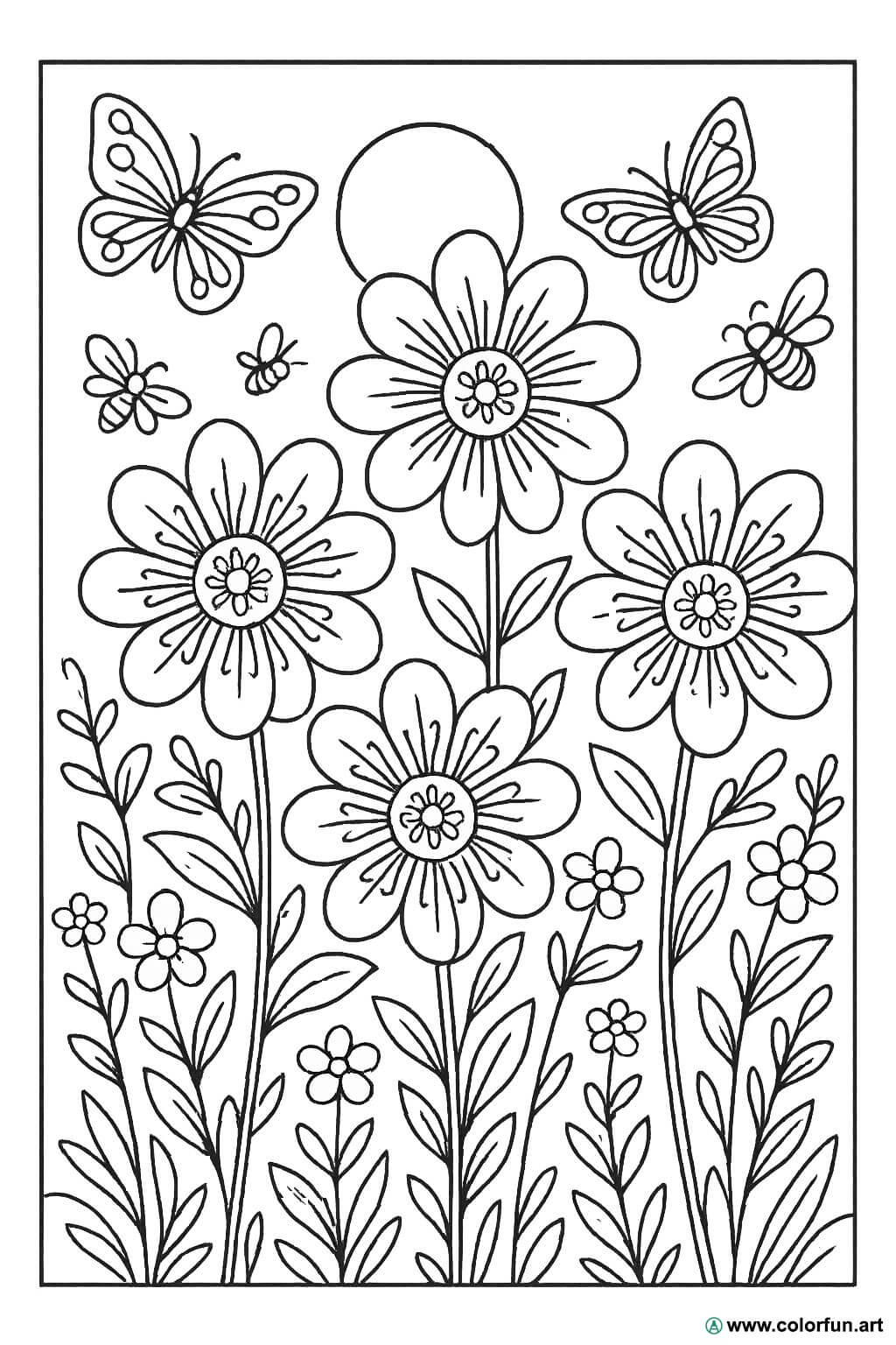 Coloriage de fleurs violettes à Télécharger ou à Imprimer gratuitement