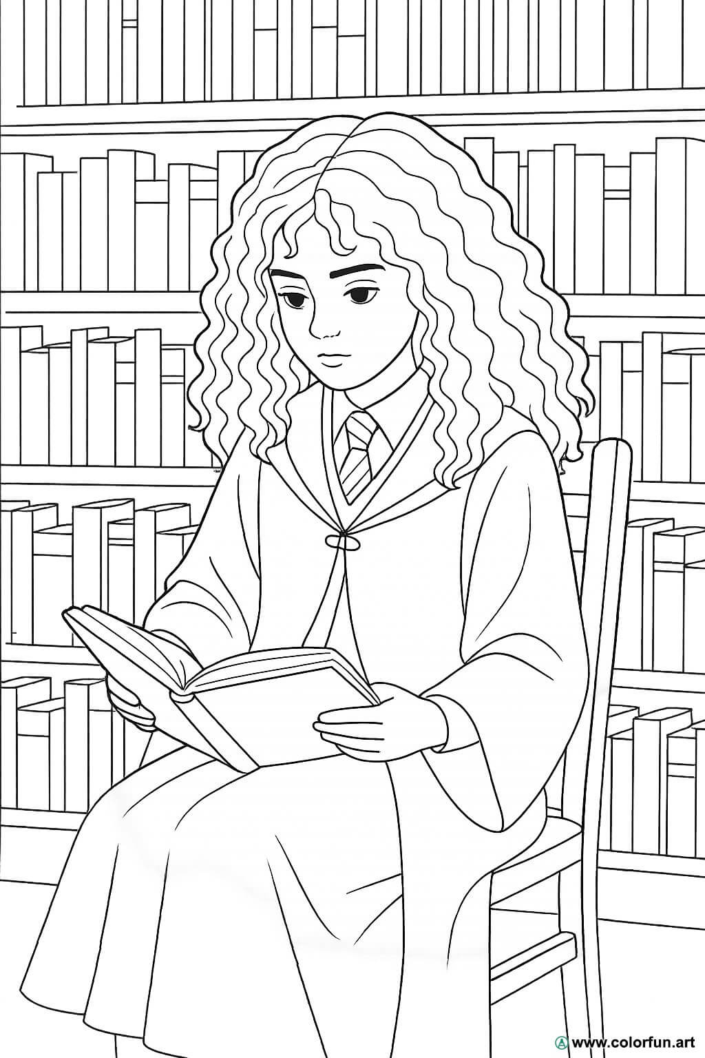 Easy Hermione Granger coloring page Download or Print for free