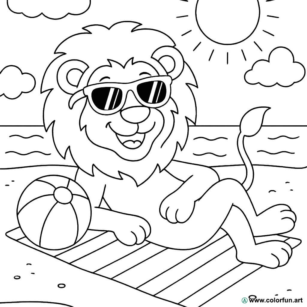 Fun lion coloring page Download or Print for free