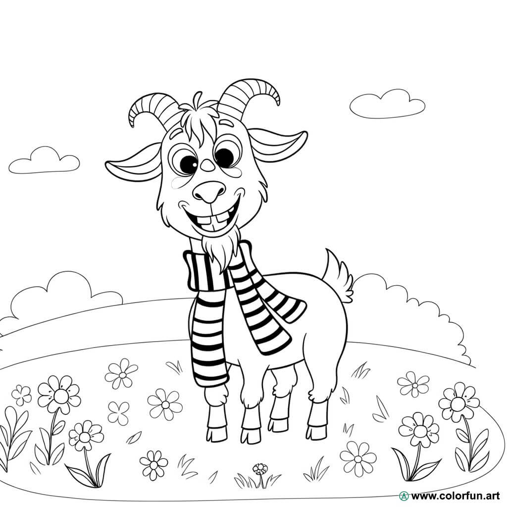 Funny goat coloring page Download or Print for free