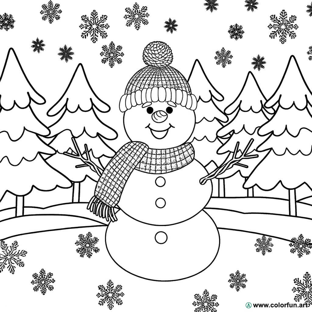 Christmas winter scene coloring page Download or Print for free