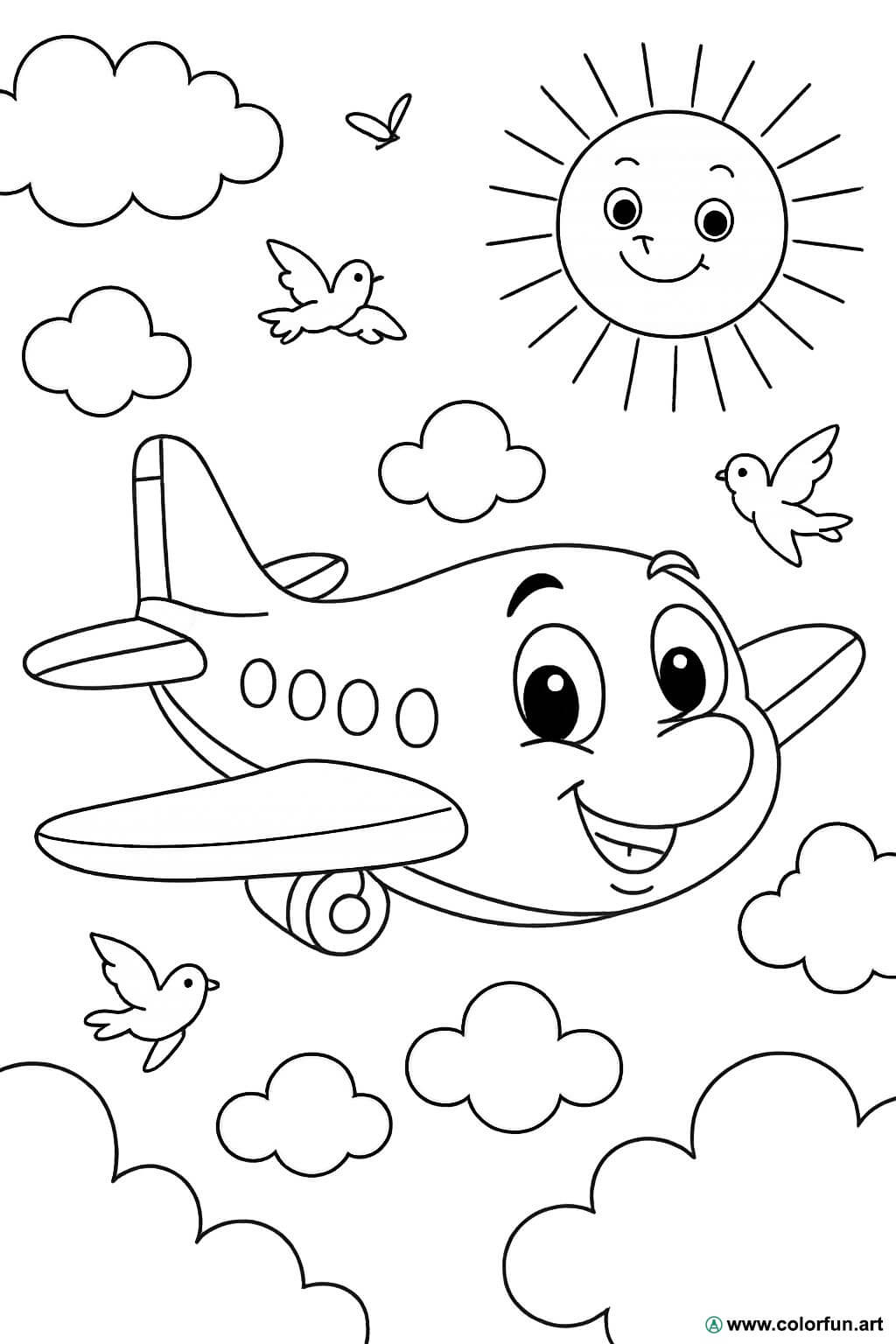 Cartoon airplane coloring page Download or Print for free