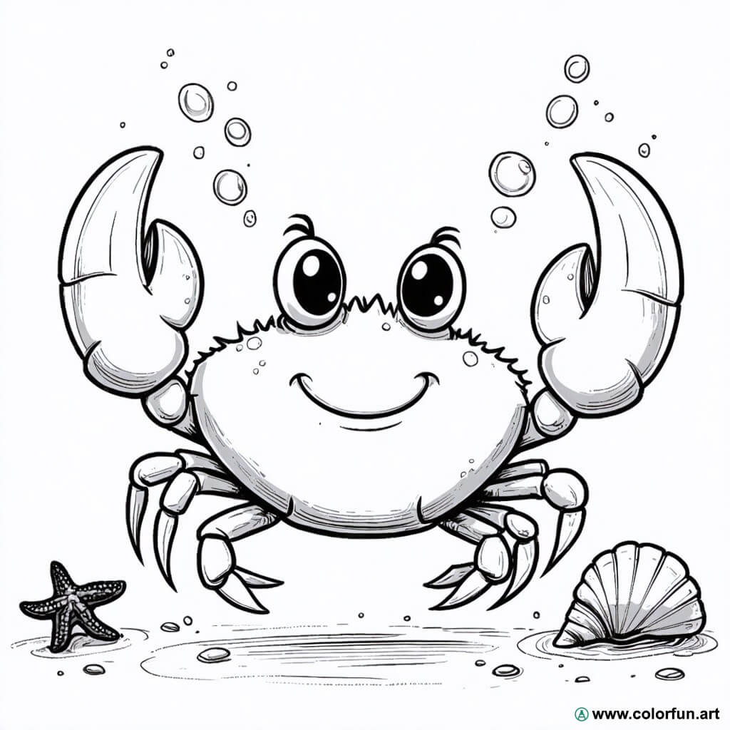 Fun crab coloring page Download or Print for free