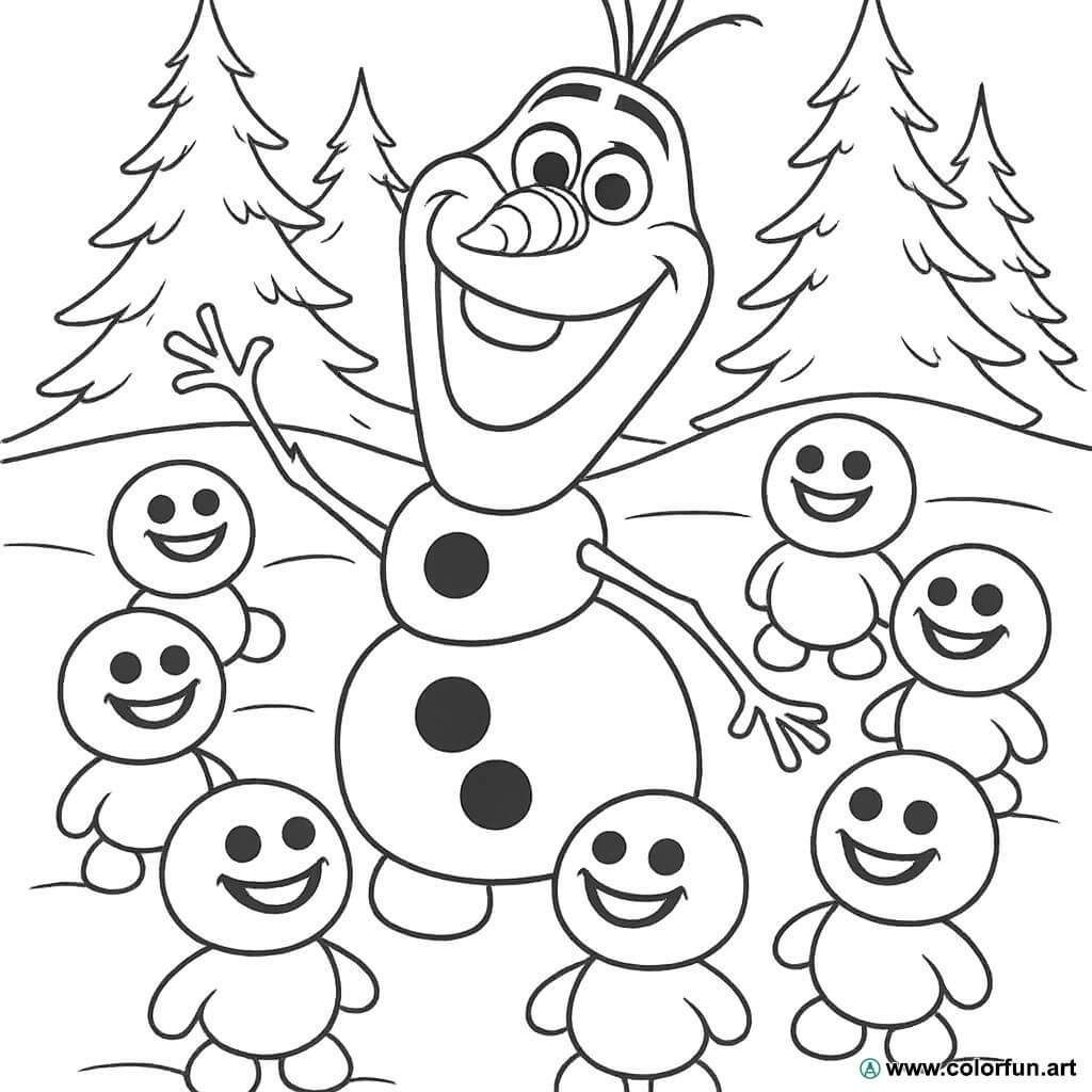 Dibujo para colorear de Olaf en familia Descargar o Imprimir de forma ...