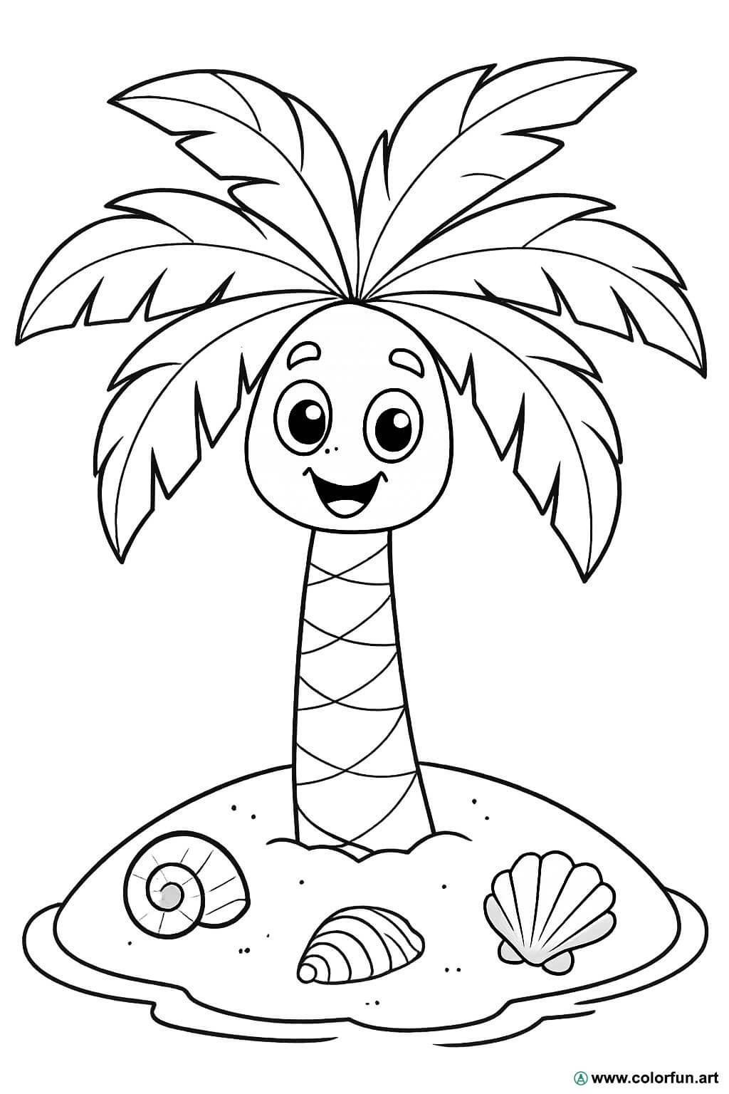 Coloriage de palmier cartoon à Télécharger ou à Imprimer gratuitement