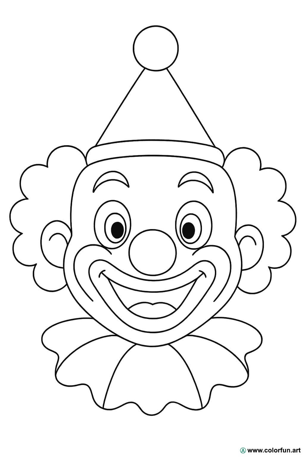 Funny clown head coloring page Download or Print for free