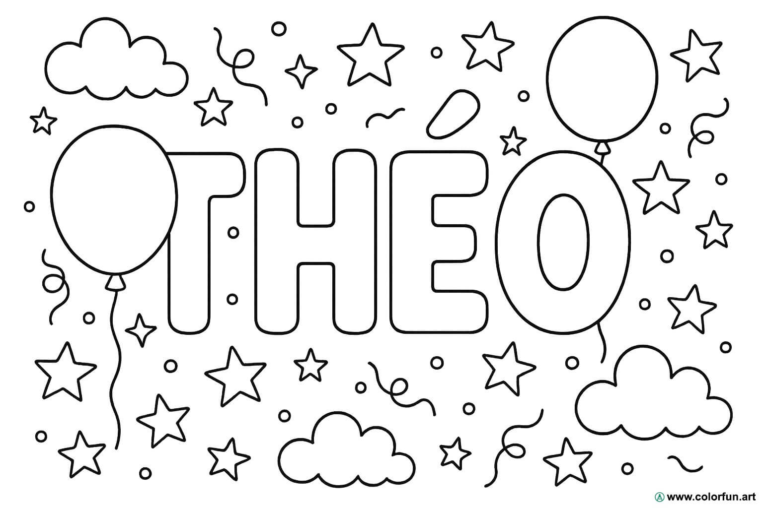 Dibujo para colorear del nombre Théo Descargar o Imprimir de forma gratuita