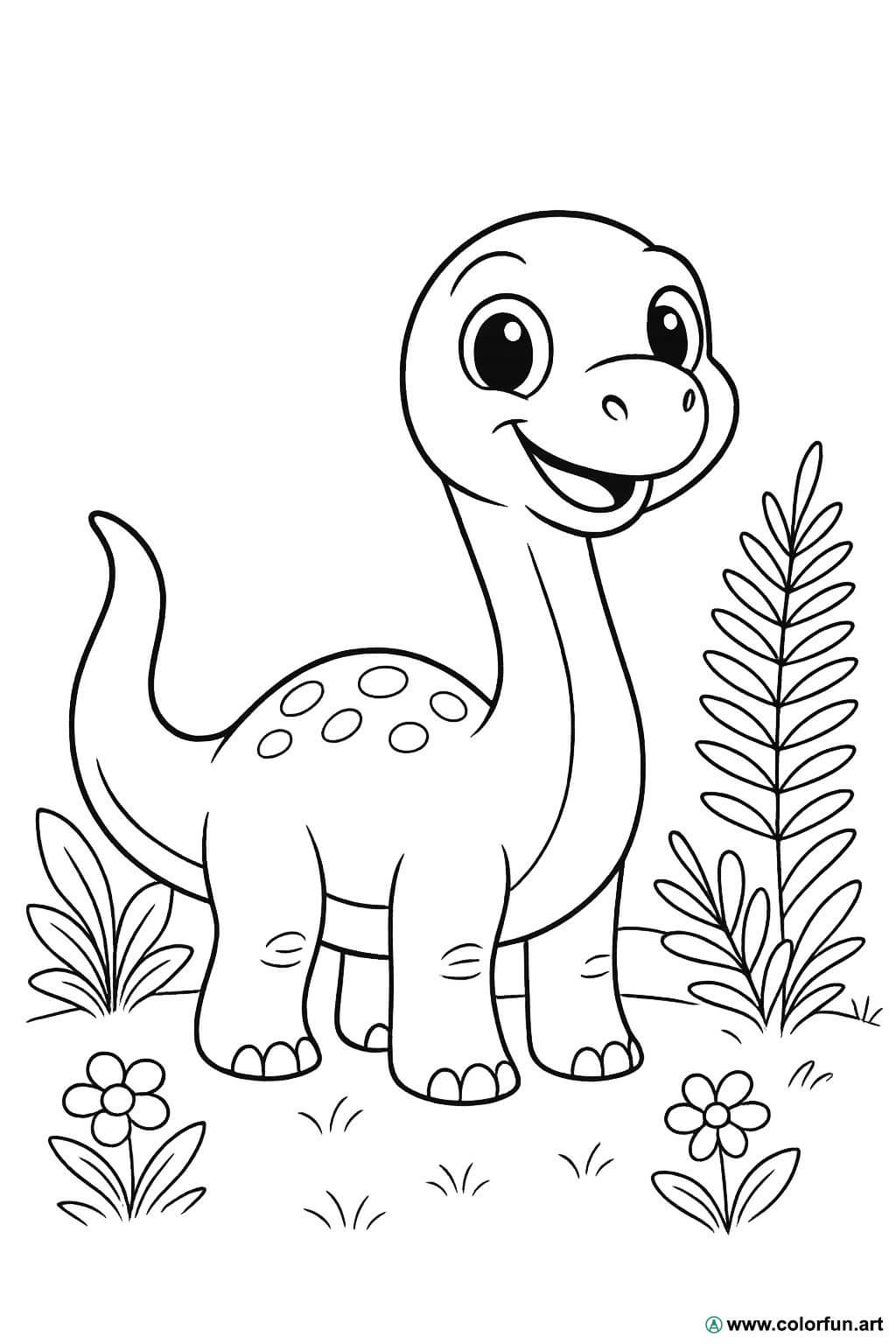 Diplodocus coloring page for babies Download or Print for free