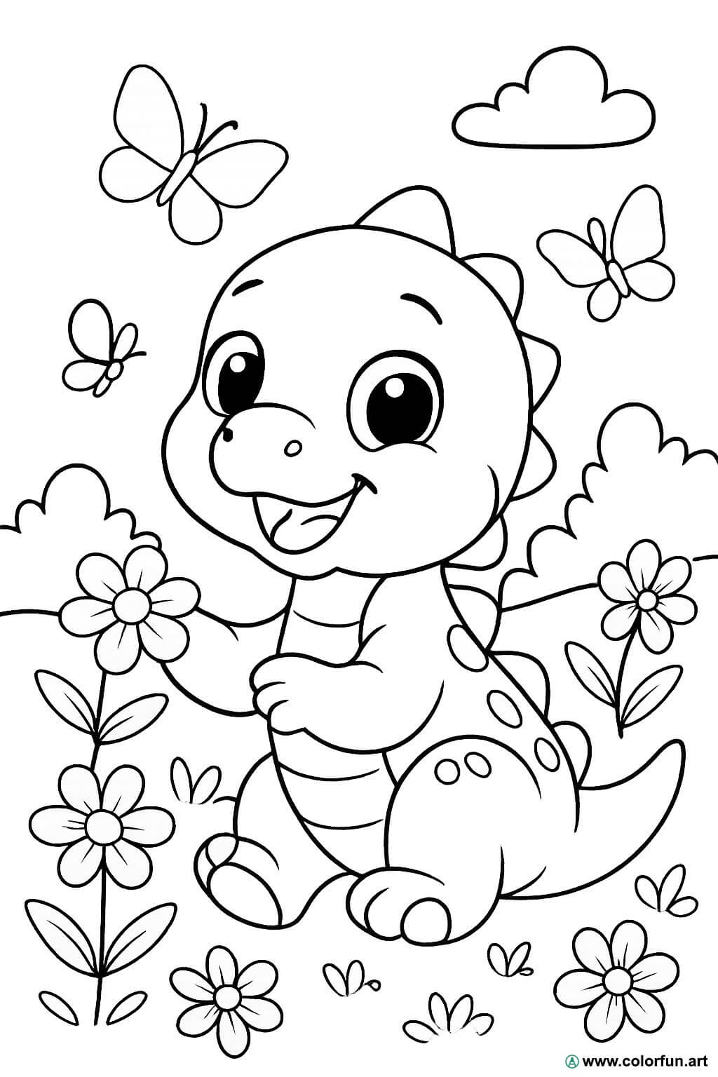 Coloriage de bébé dinosaure cartoon à Télécharger ou à Imprimer ...