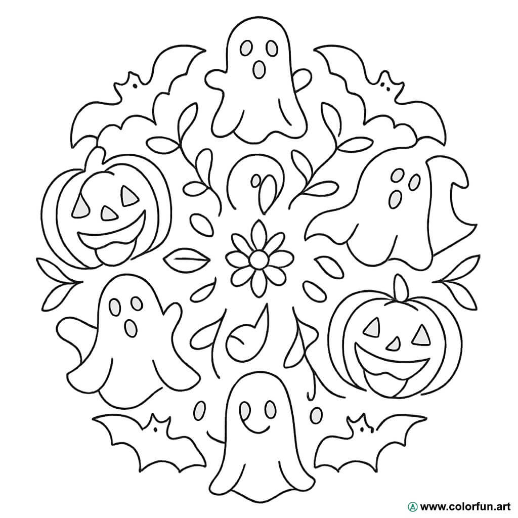 Easy Halloween mandala coloring page Download or Print for free