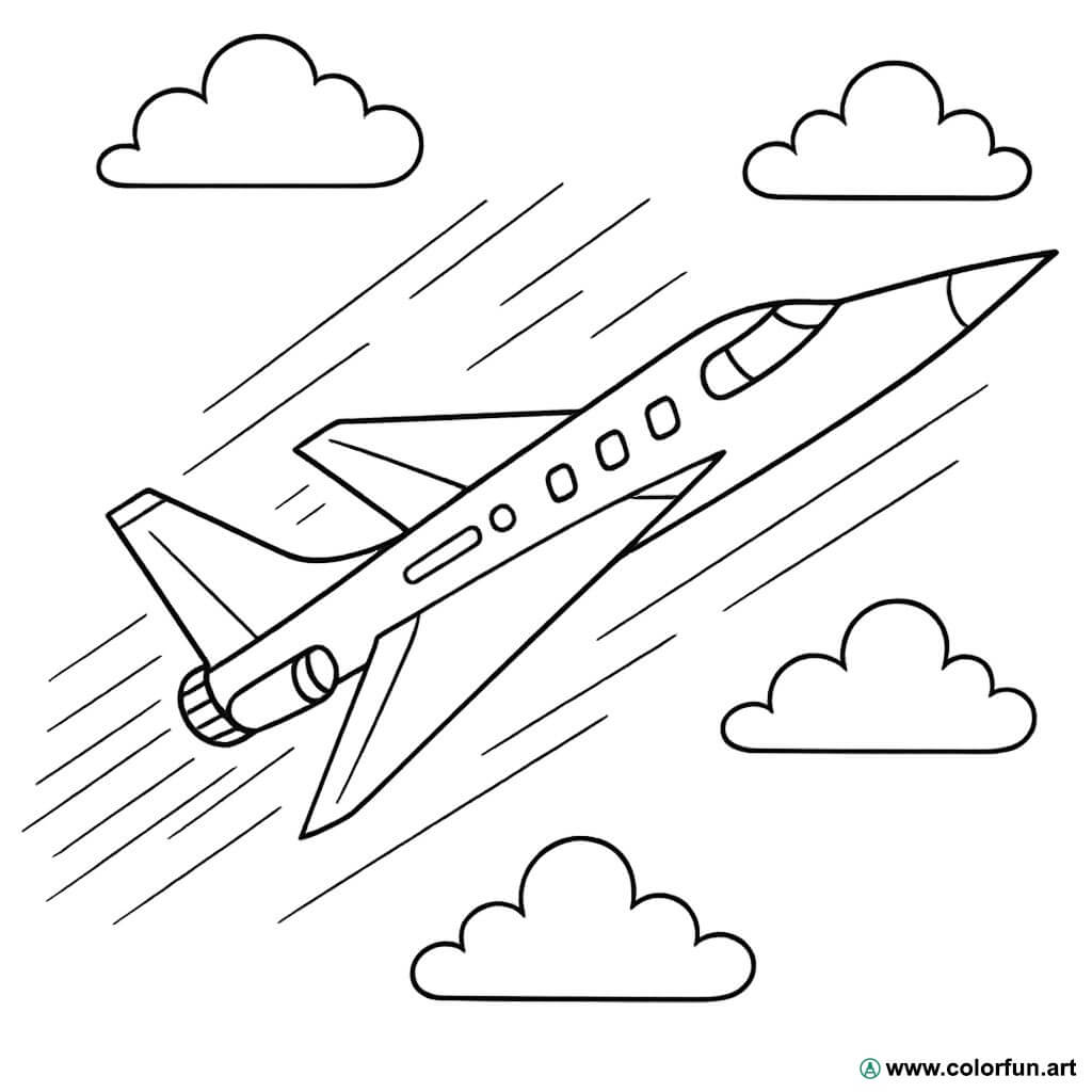 Coloring Page Of A Supersonic Airplane Download Or Print For Free