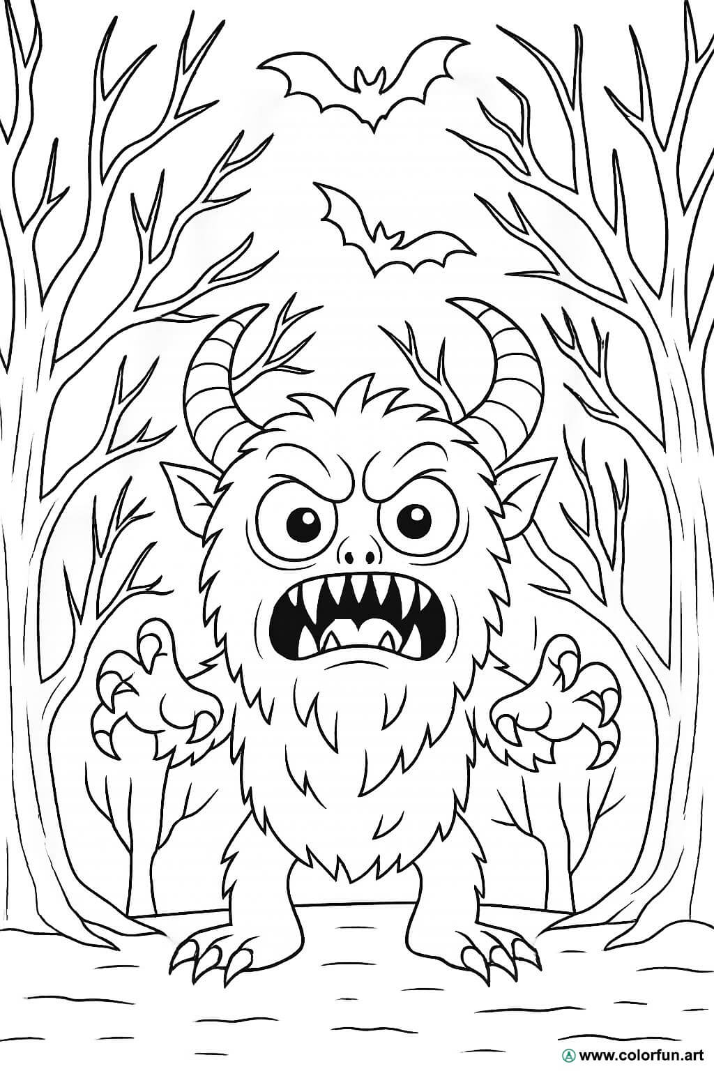Coloriage d'un monstre effrayant pour Halloween à Télécharger ou à ...