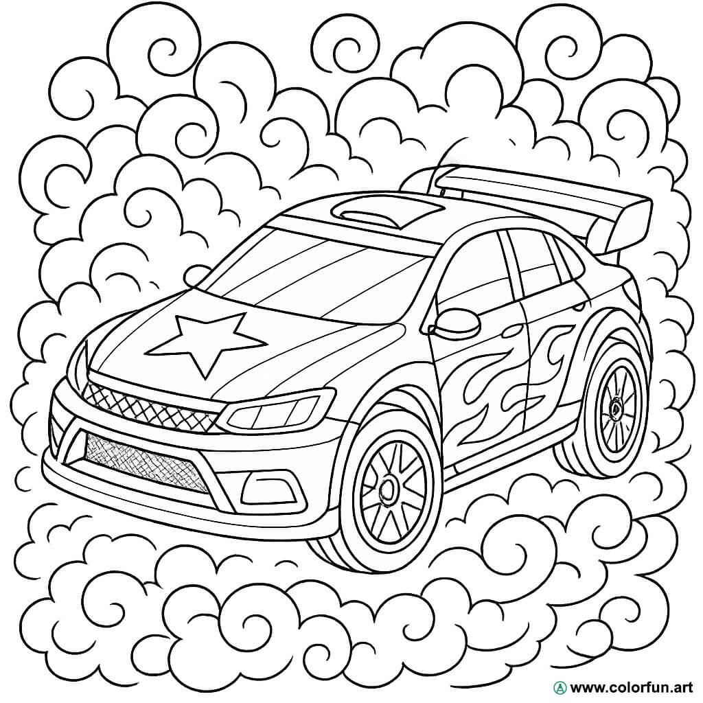 Fantastic rally car coloring page Download or Print for free