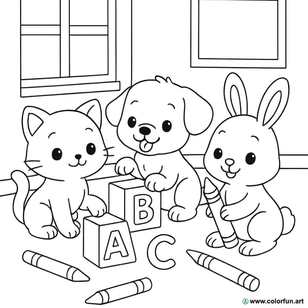 Cute animal coloring page for preschool Download or Print for free
