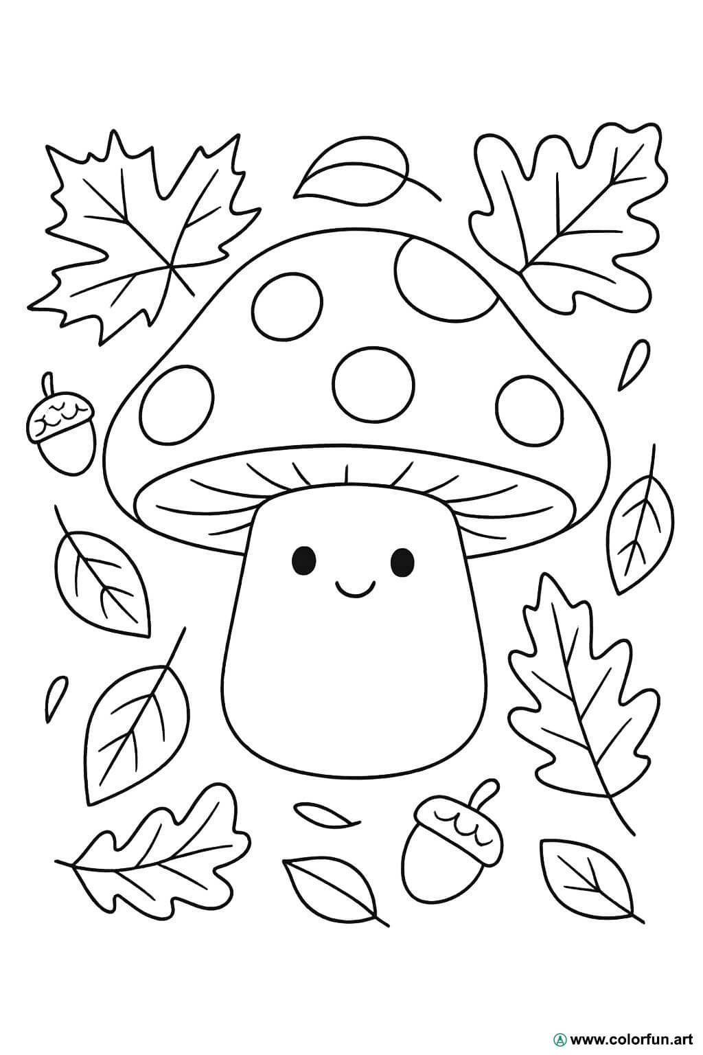 Autumn mushroom coloring page Download or Print for free