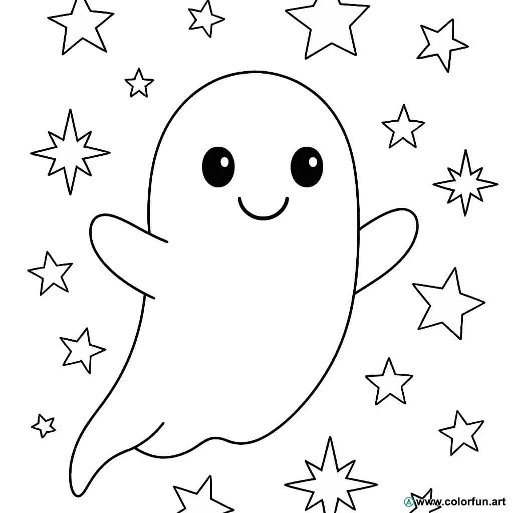 Coloriage d'un fantôme avec des étoiles à Télécharger ou à Imprimer ...