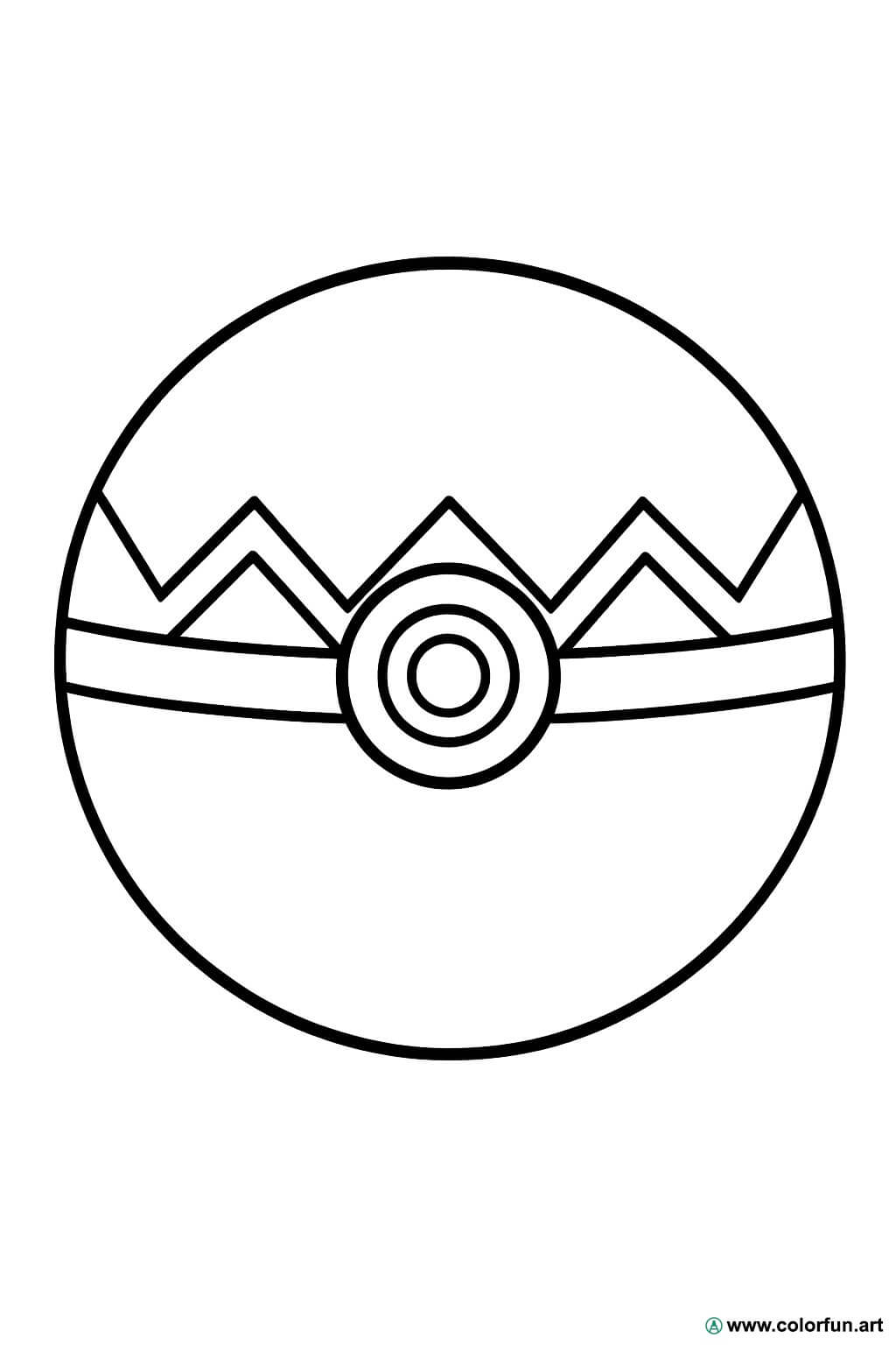 Large-format Pokéball coloring page Download or Print for free