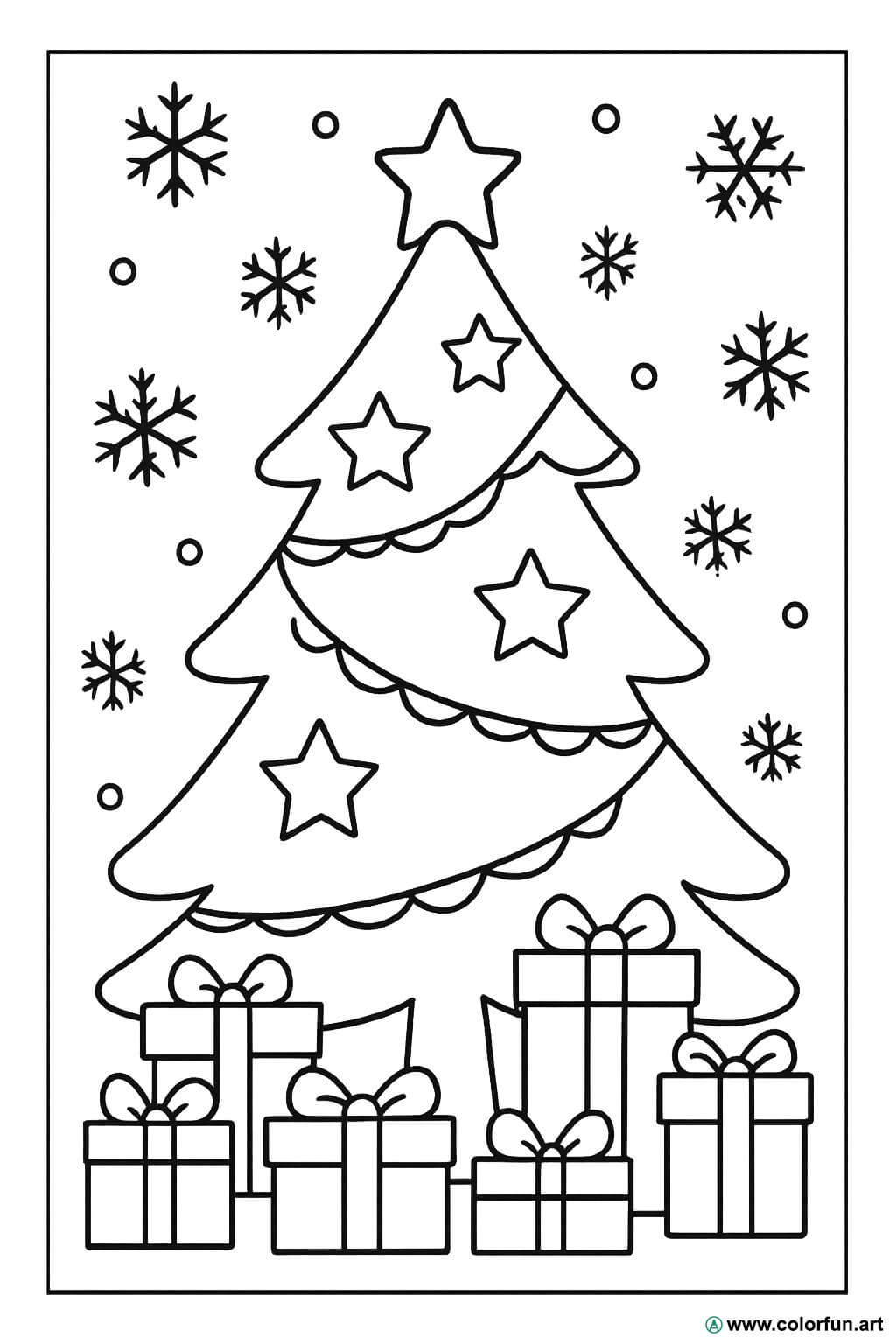 Dibujo para colorear fácil de Navidad con estrellas Descargar o ...