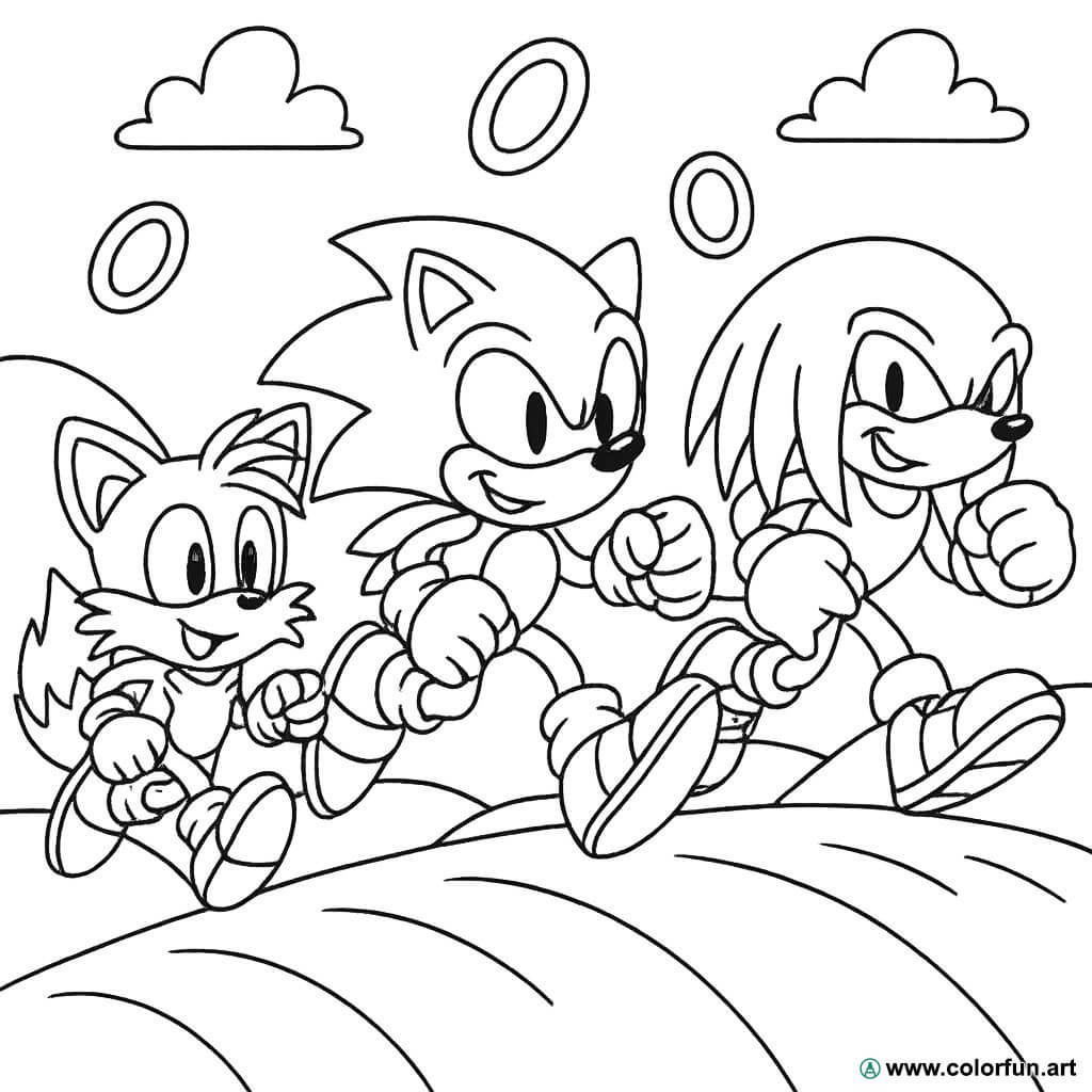 Sonic and his heroes coloring page Download or Print for free