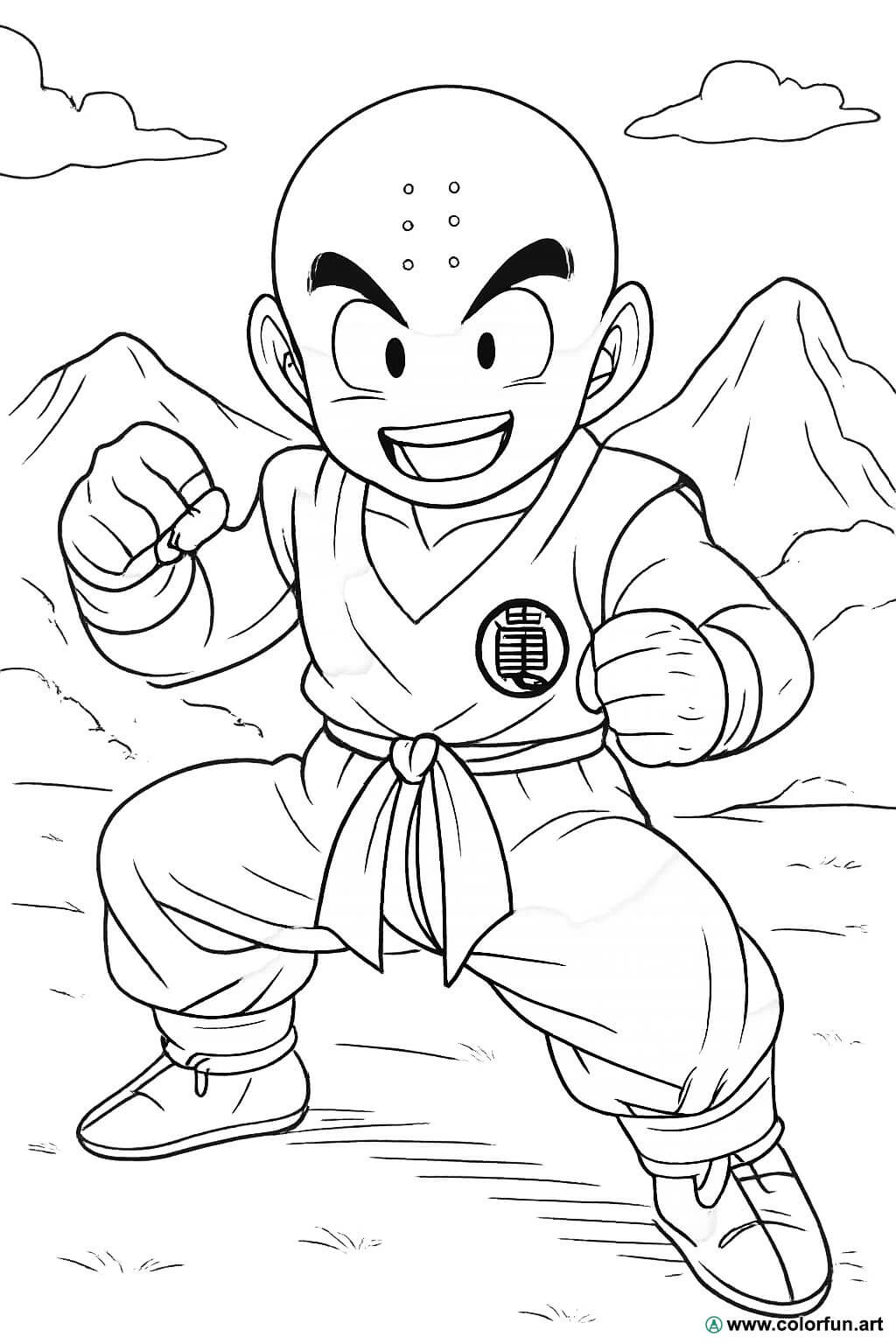 Krillin coloring page in Dragon Ball Z Download or Print for free
