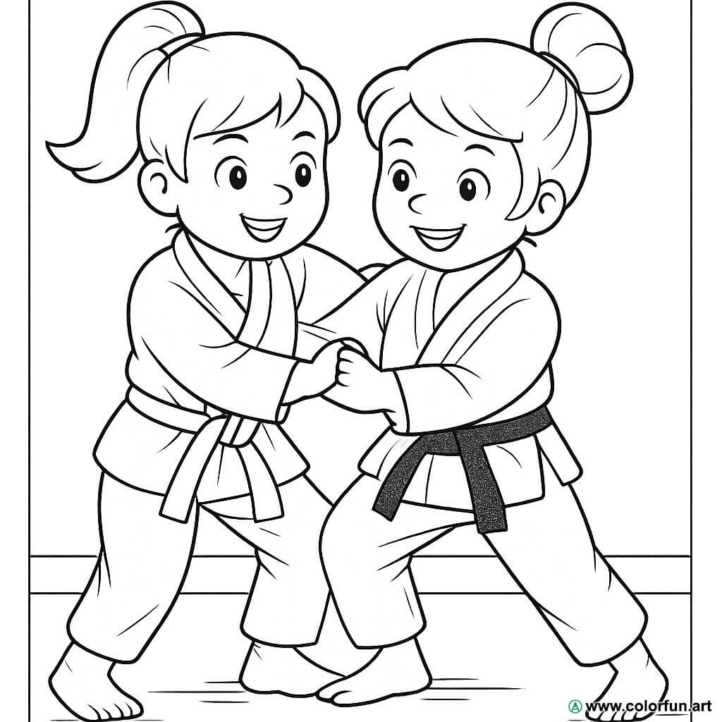 Judo coloring page for girls Download or Print for free