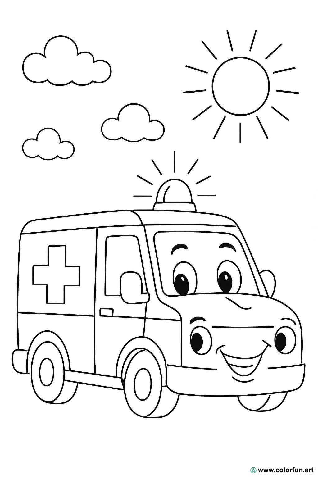 Ambulance coloring page Download or Print for free