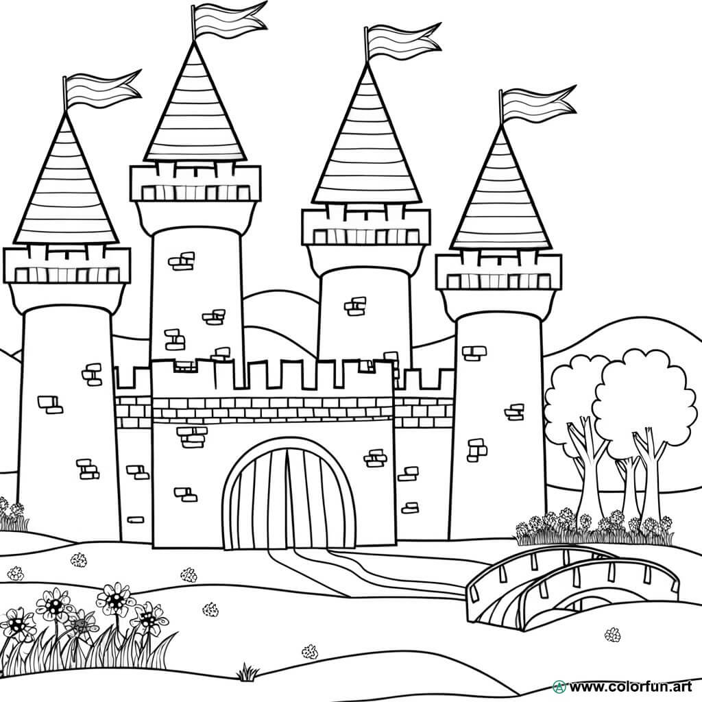 Dibujo para colorear de un castillo real Descargar o Imprimir de forma ...
