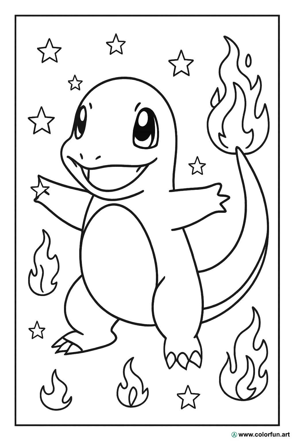 Charmander Pokémon coloring page Download or Print for free