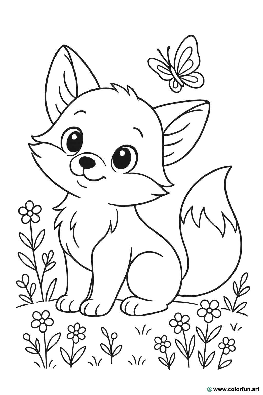 Coloring page of a baby forest animal Download or Print for free