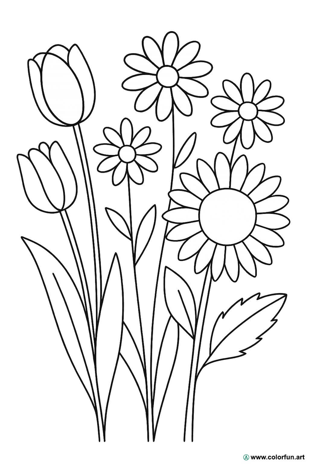 Coloriage de fleurs faciles à réaliser à Télécharger ou à Imprimer ...